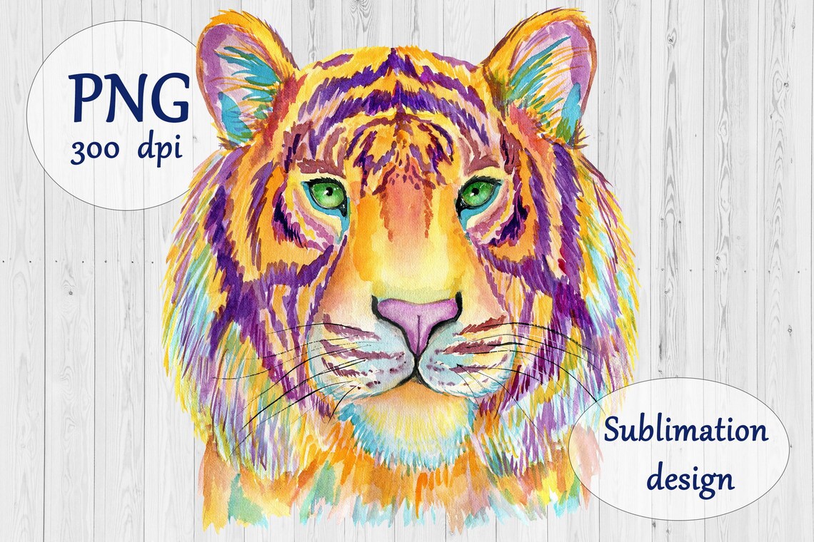 Tiger Sublimation Design PNG, Watercolor Tiger Download Digital Print ...