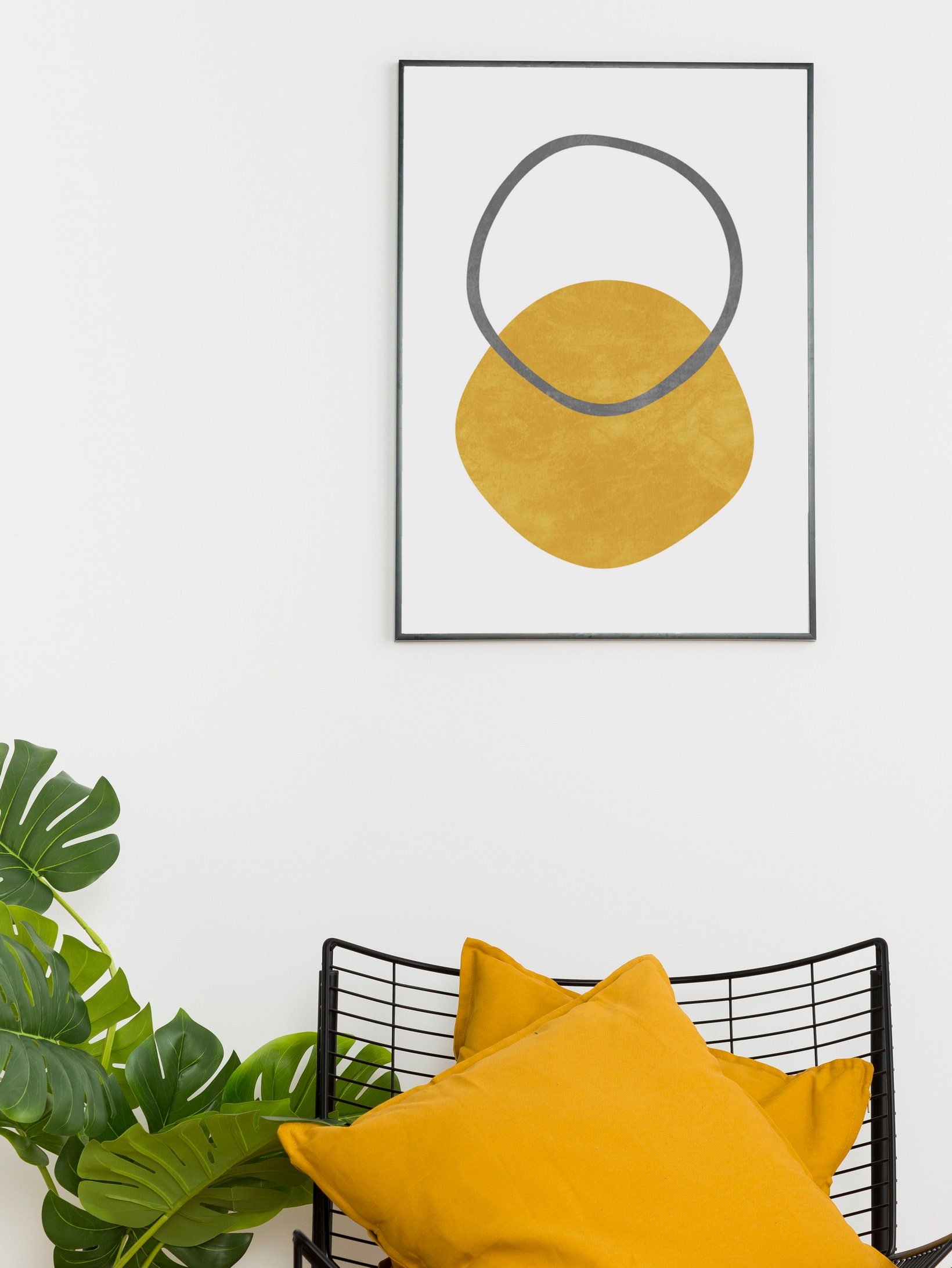Mustard yellow art print Abstract wall art Yellow and gray - Etsy.de