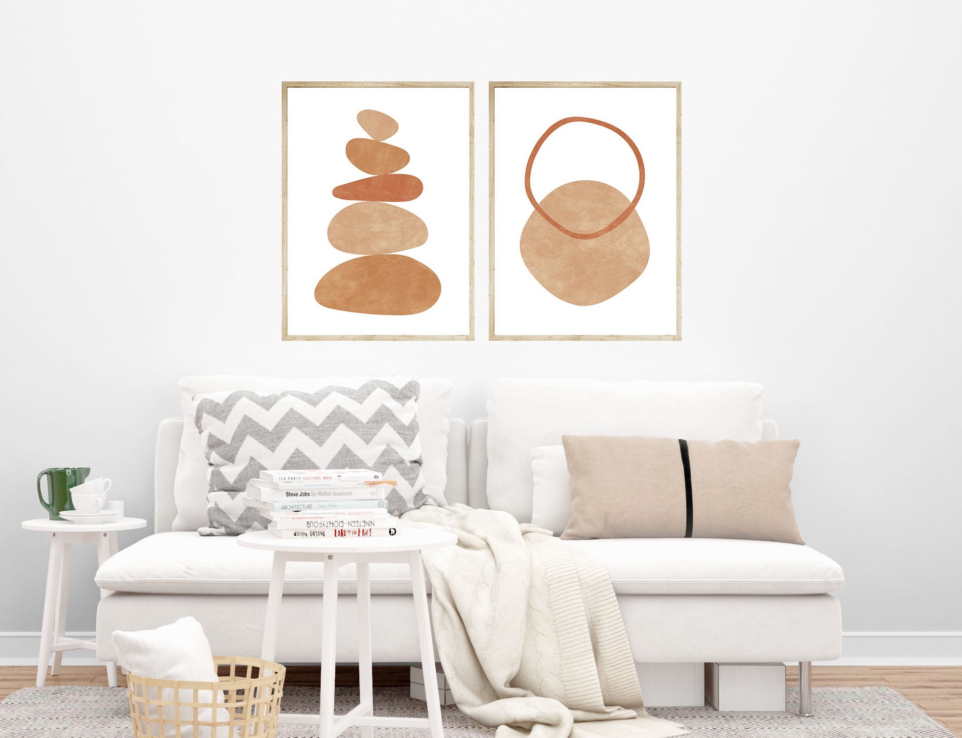 Terracotta wall art set of 2 prints Mid Century modern art | Etsy