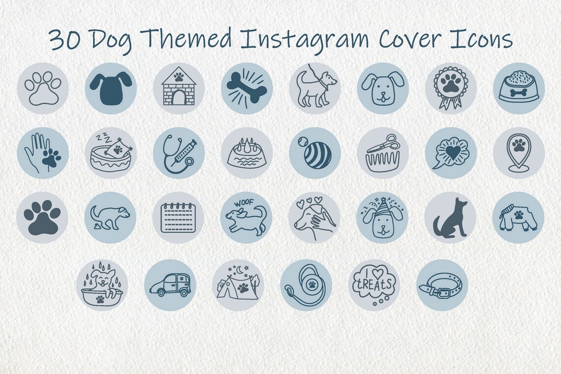 Dog Instagram Highlight Icons Blue Instagram Story Icons | Etsy