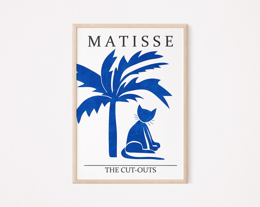 Matisse Wall Art, Modern Blue Wall Art, Abstract Matisse Cat Poster ...
