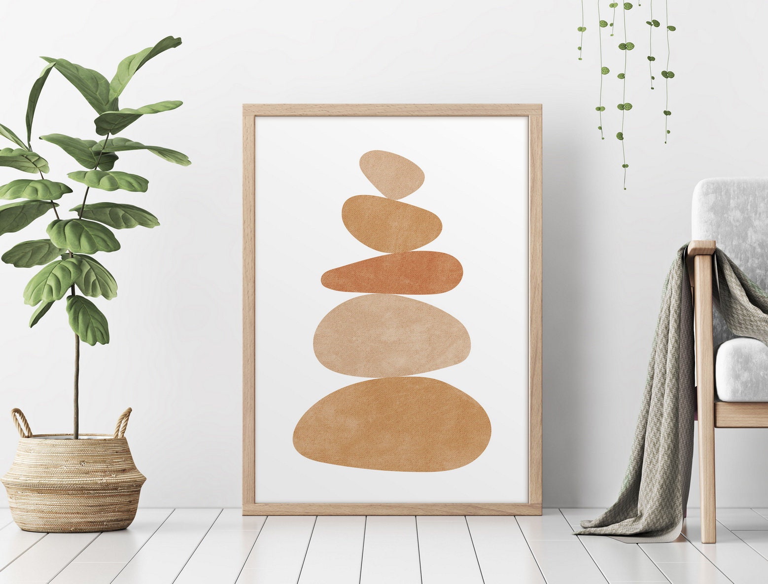 Minimalist Wall Art Balancing Stones Art Modern Boho Wall | Etsy