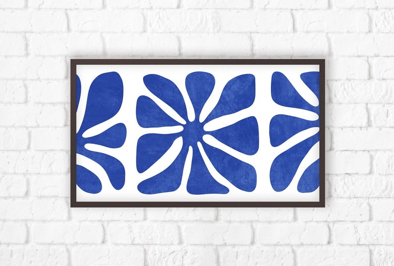 Blue frame TV art Abstract art for Samsung frame TV | Etsy