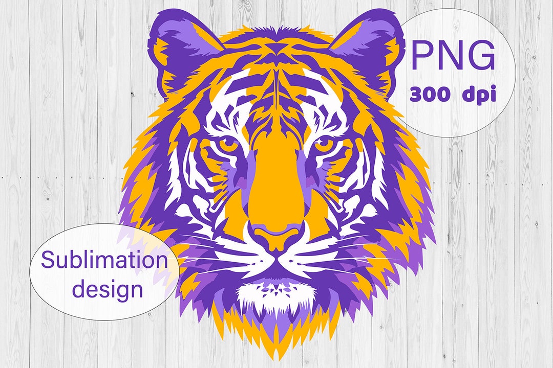 Tiger PNG Sublimation Design, Orange and Purple Tiger Mascot Art, Tiger ...