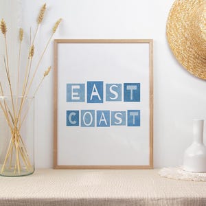 Coastal Gallery Wall Art Set of 6 Prints, Dusty Blue Retro Fishes ...