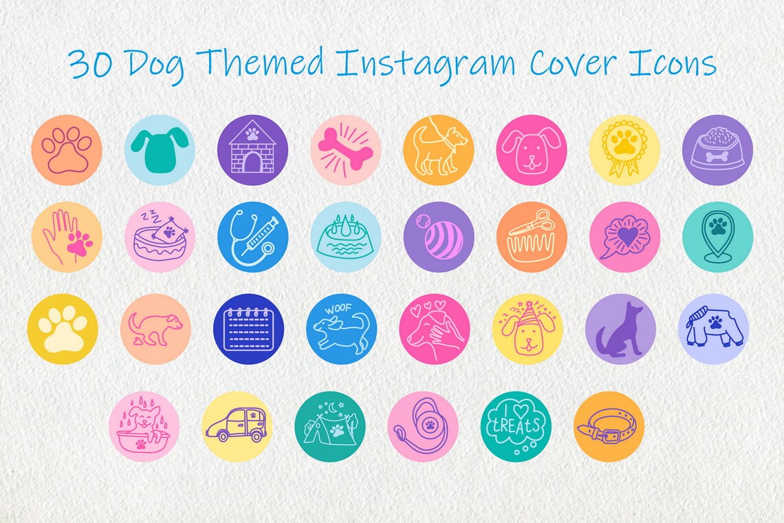 Dog Instagram Highlight Icons, Bright Colorful Icons, Highlight Covers ...