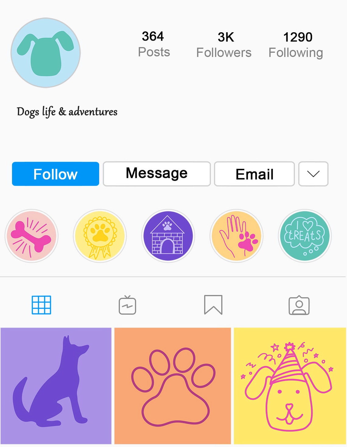 Dog Instagram Highlight Icons, Bright Colorful Icons, Highlight Covers ...