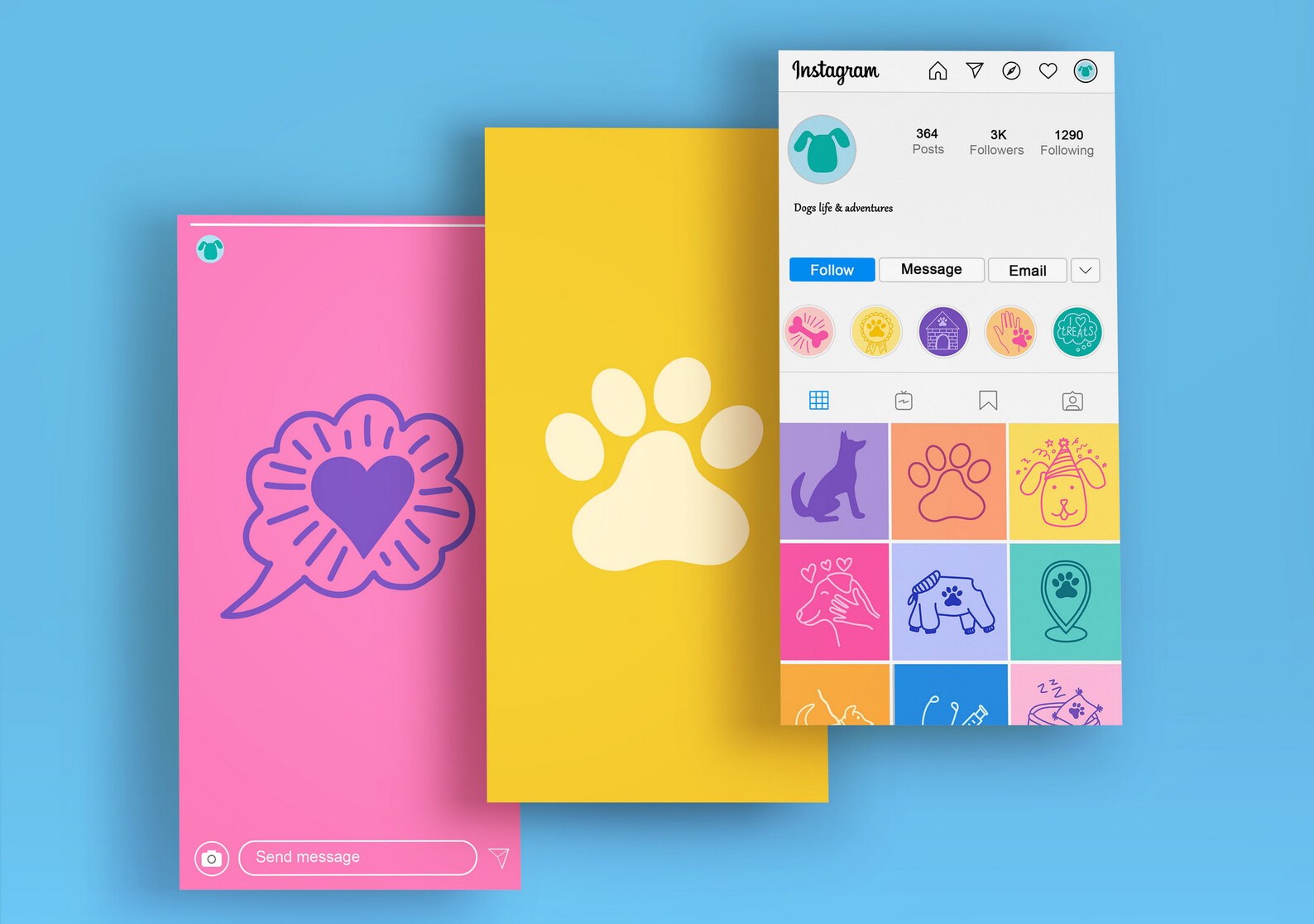 Dog Instagram Highlight Icons, Bright Colorful Icons, Highlight Covers ...