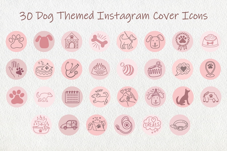 Dog Instagram Highlight Icons, Pink and Beige Instagram Icons, Pastel ...