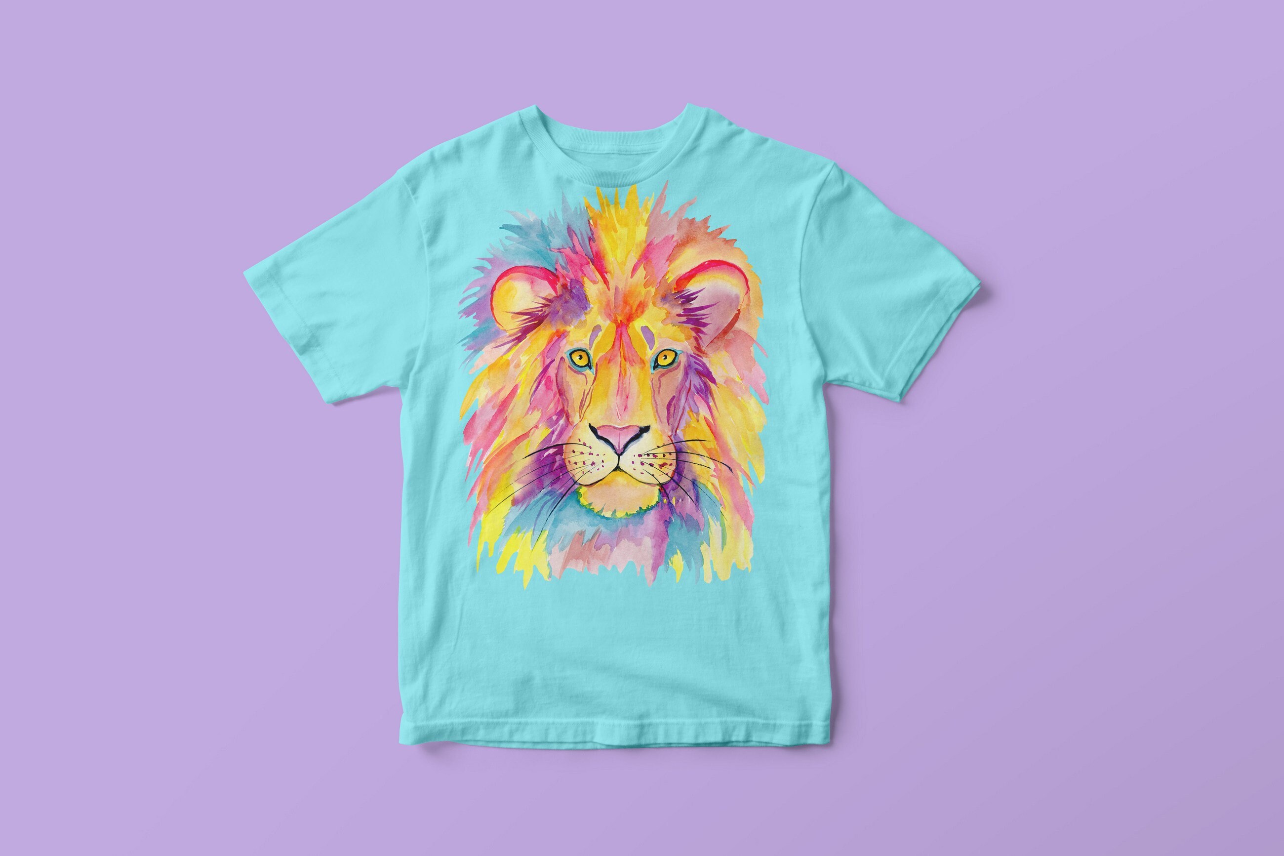 Lion sublimation design PNG Watercolor animal download | Etsy