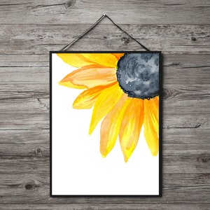 Watercolor Sunflower Print, Set of 3 Posters, Yellow Flowers 3 Piece ...