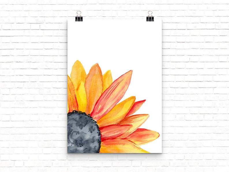 Watercolor Sunflower Print, Set of 3 Posters, Sunflowers 3 Piece Wall ...