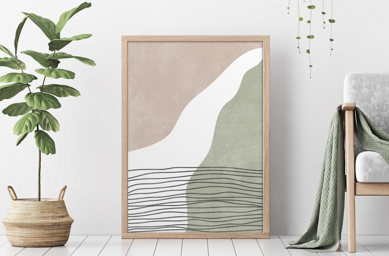 Sage Green and Blush Pink Wall Art Set of 2 Prints Mid - Etsy