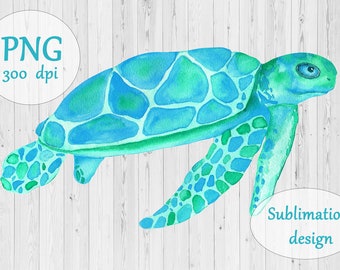 Sea Turtle Sublimation Design Watercolor Animals Art | Etsy