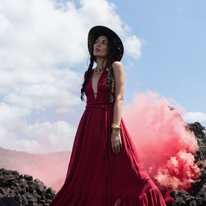 RED DRESS ꧁kayame꧂ Red Goddess Dress • Red Boho Wedding Dress • Greek ...