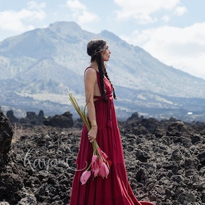 RED GODDESS DRESS ꧁kayame꧂ Greek Goddess Dress • Boho Wedding Dress ...