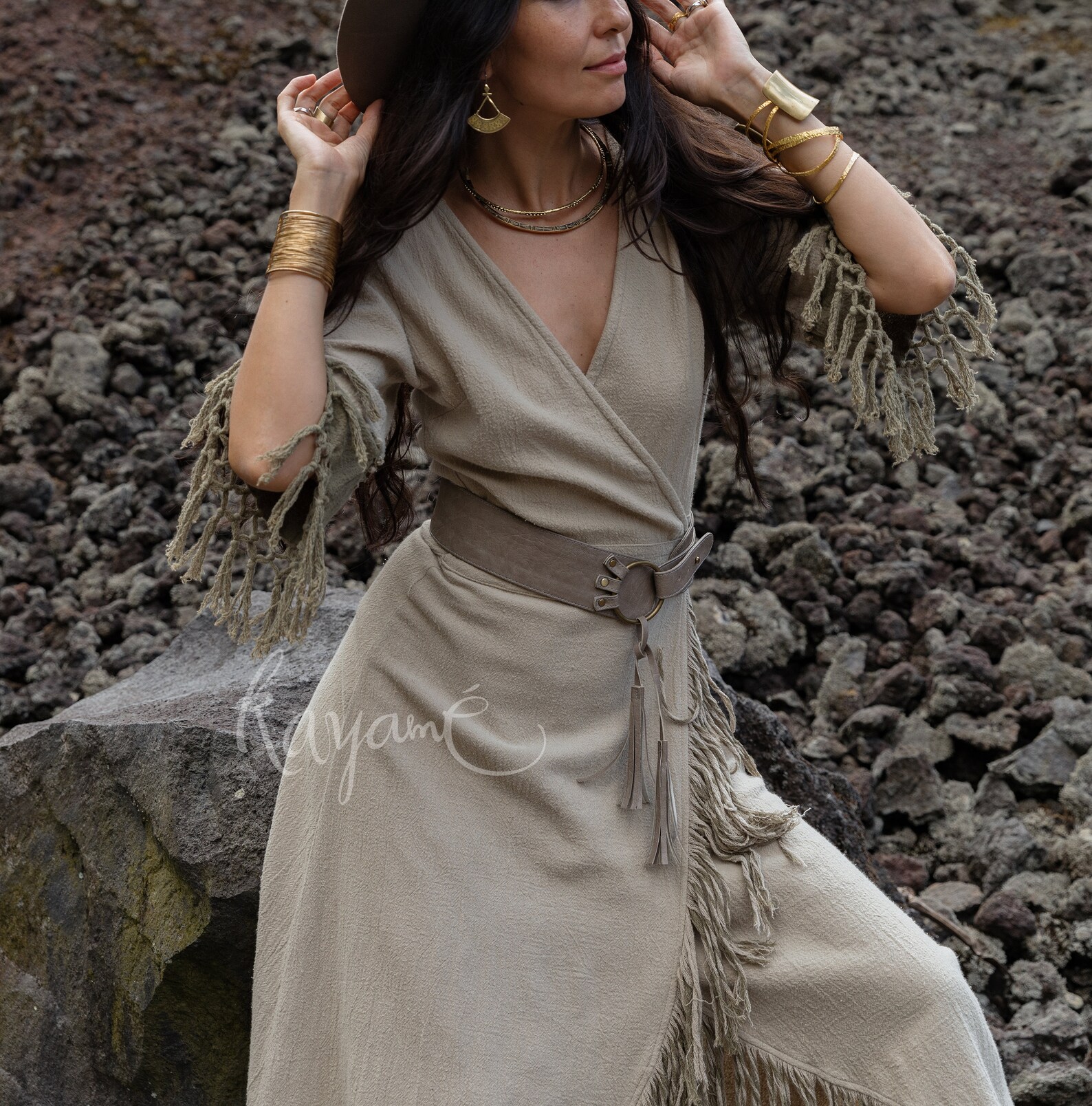 BOHO BELT ꧁kayame꧂ 2 Colors: Brown & Grey • Women Vegan Leather Belt ...