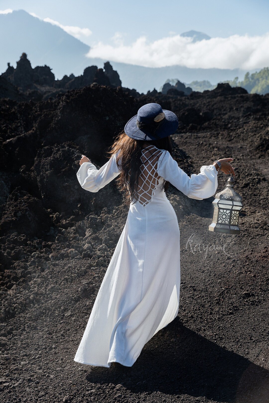 BACKLESS GODDESS DRESS ꧁kayame꧂ White Priestess Dress • Boho Wedding ...