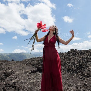 RED GODDESS DRESS ꧁kayame꧂ Greek Goddess Dress • Boho Wedding Dress ...