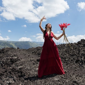 RED GODDESS DRESS ꧁kayame꧂ Greek Goddess Dress • Boho Wedding Dress ...