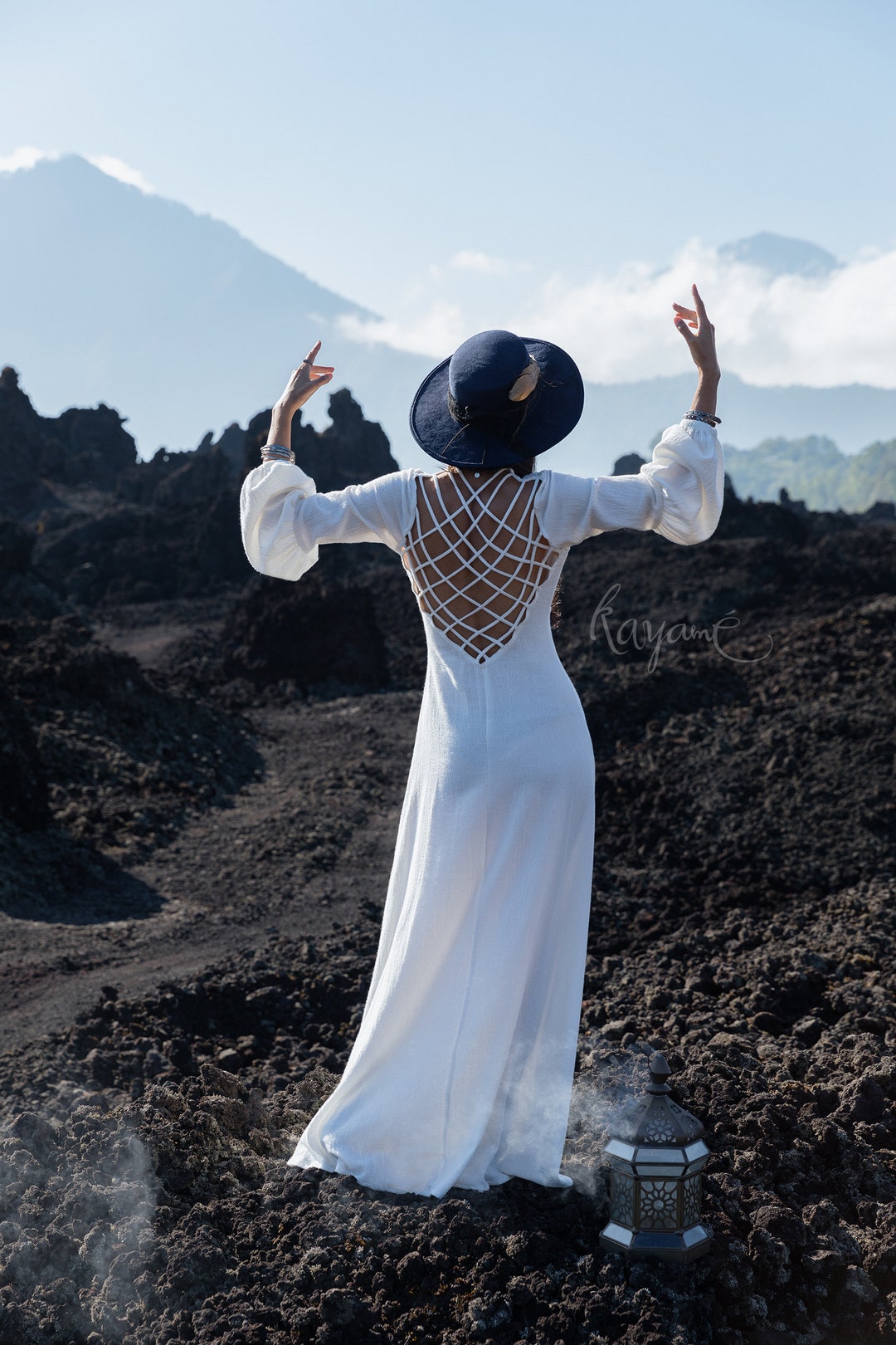 BACKLESS GODDESS DRESS kayame White Priestess Dress Boho Wedding Dress ...