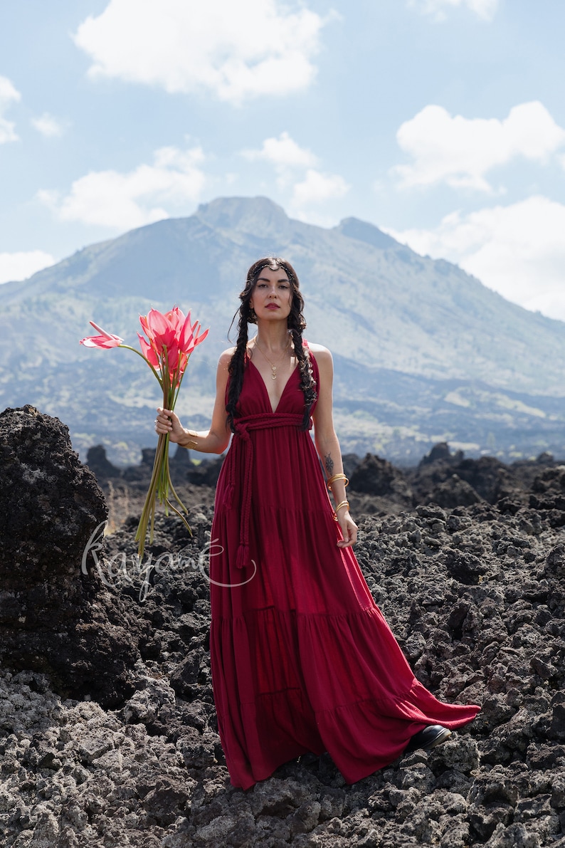 RED GODDESS DRESS ꧁kayame꧂ Greek Goddess Dress • Boho Wedding Dress ...