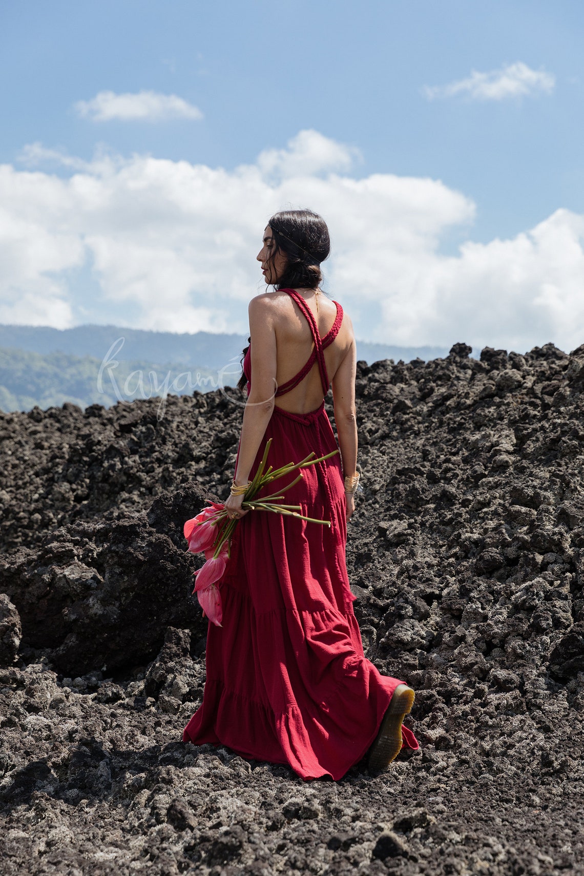 RED GODDESS DRESS ꧁kayame꧂ Greek Goddess Dress • Boho Wedding Dress ...
