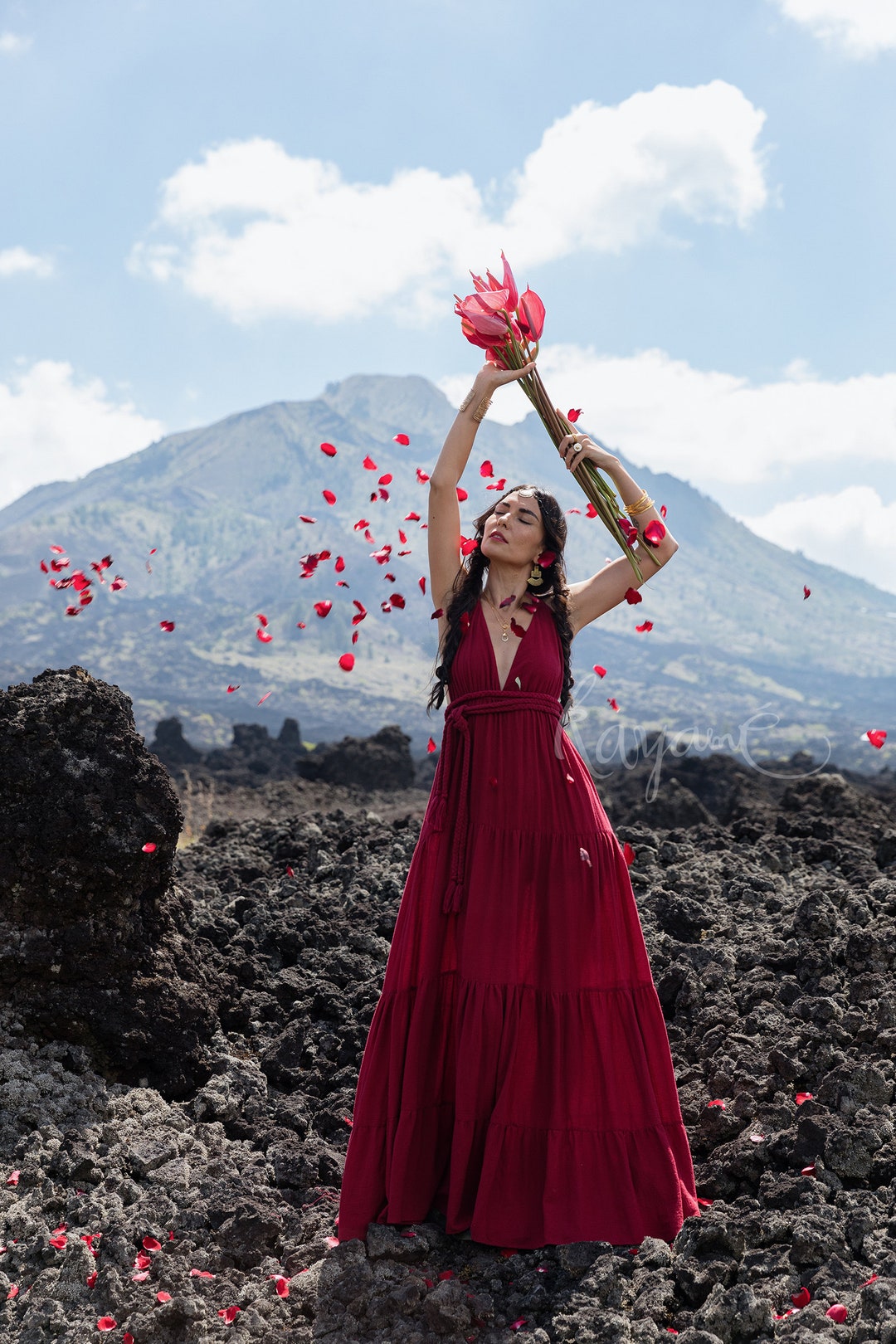 RED GODDESS DRESS ꧁kayame꧂ Greek Goddess Dress • Boho Wedding Dress ...