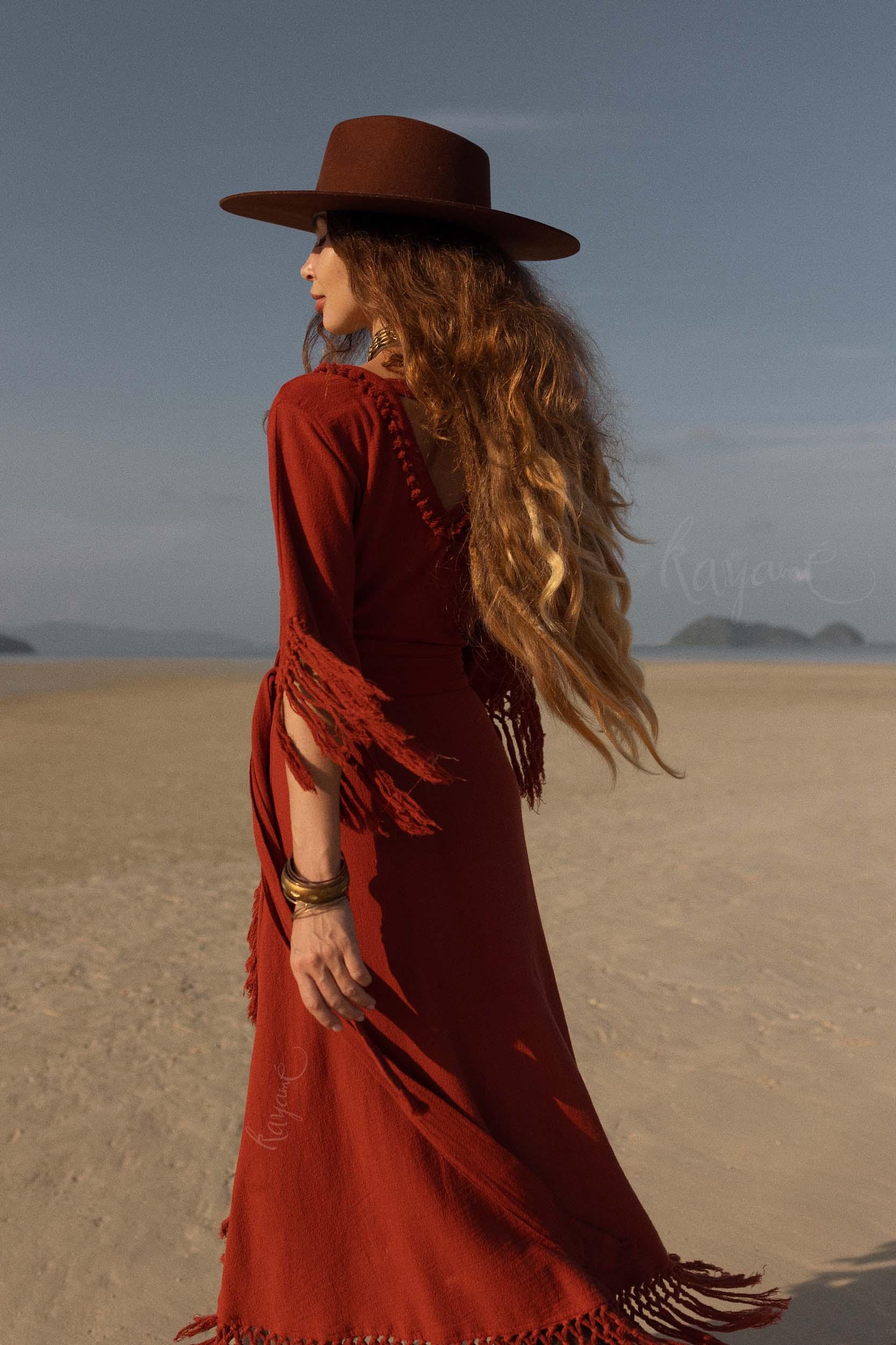 RED BOHO DRESS ꧁kayame꧂ Fringe Bohemian Dress • Boho Maxi Dress • Red ...