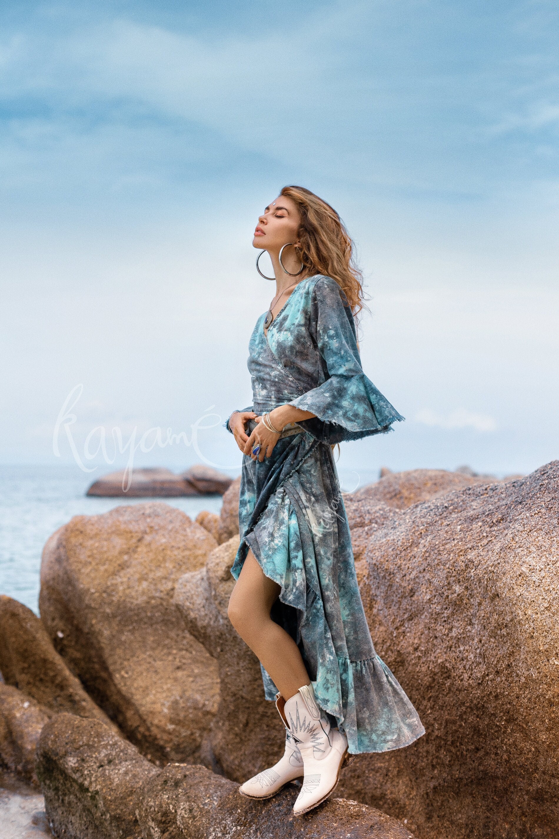 LINEN WRAP DRESS ꧁kayame꧂ Gypsy Wrap Dress • Hippie Dress • Boho Maxi ...