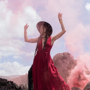 RED DRESS ꧁kayame꧂ Red Goddess Dress • Red Boho Wedding Dress • Greek ...