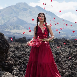 RED GODDESS DRESS ꧁kayame꧂ Greek Goddess Dress • Boho Wedding Dress ...