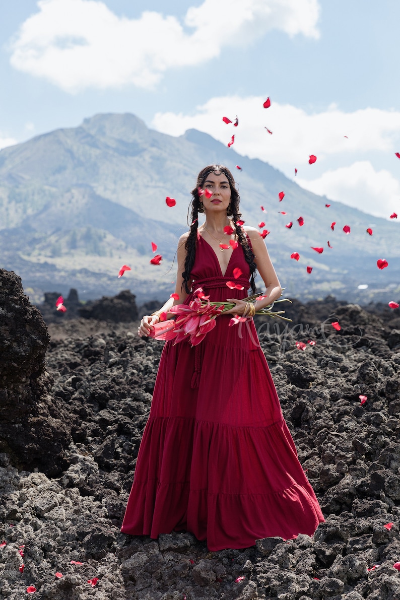 RED GODDESS DRESS ꧁kayame꧂ Greek Goddess Dress • Boho Wedding Dress ...