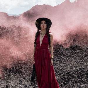 RED DRESS ꧁kayame꧂ Red Goddess Dress • Red Boho Wedding Dress • Greek ...