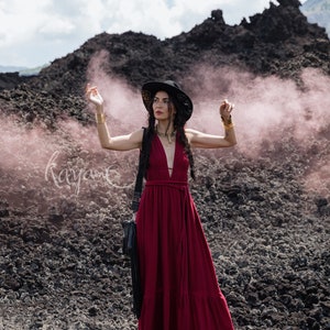 RED DRESS ꧁kayame꧂ Red Goddess Dress • Red Boho Wedding Dress • Greek ...