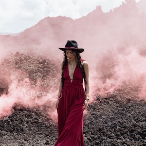 RED DRESS ꧁kayame꧂ Red Goddess Dress • Red Boho Wedding Dress • Greek ...