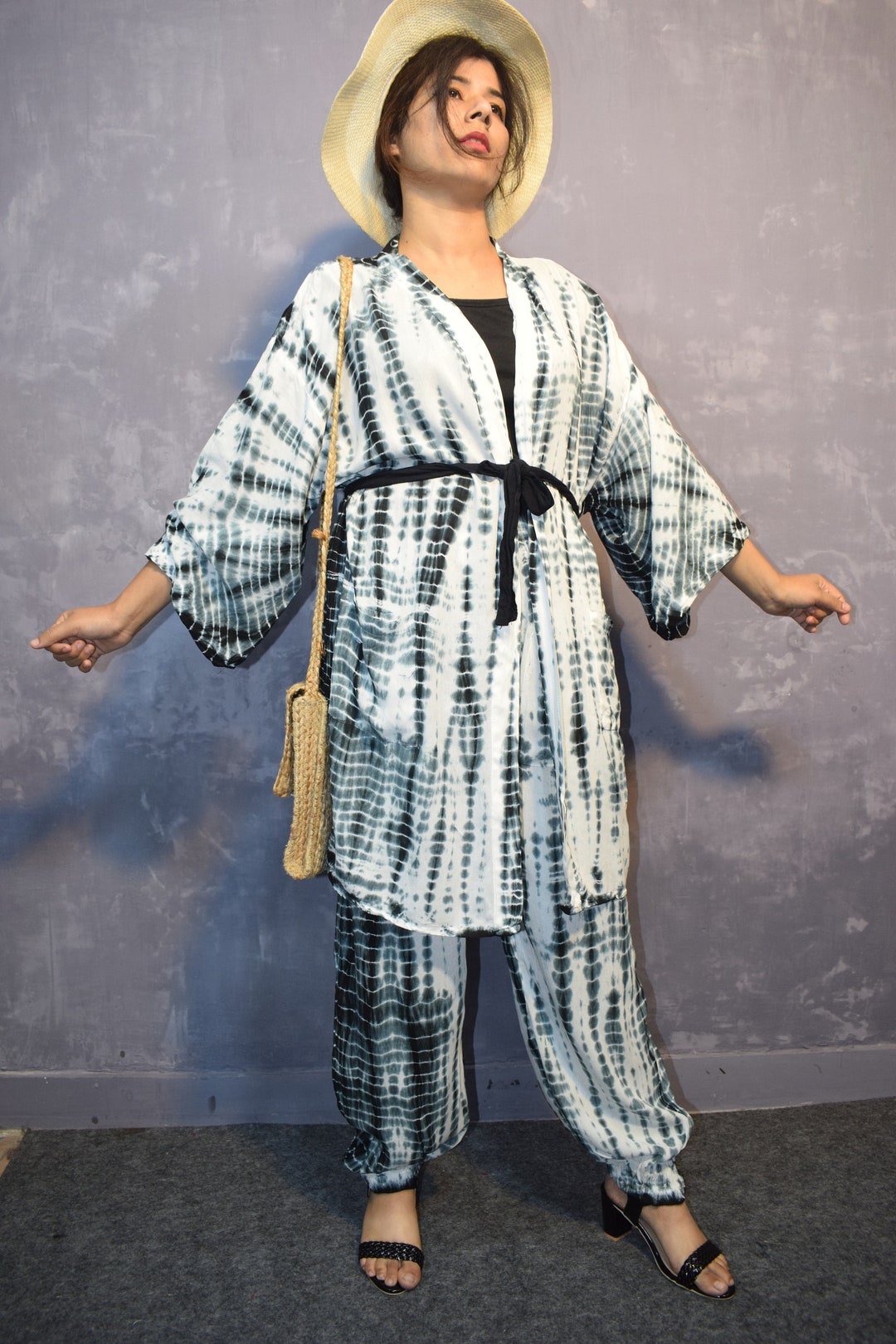 Two Piece Kimono Set,resort Wear,loose Fitting,summer Outfits ,unisex ...