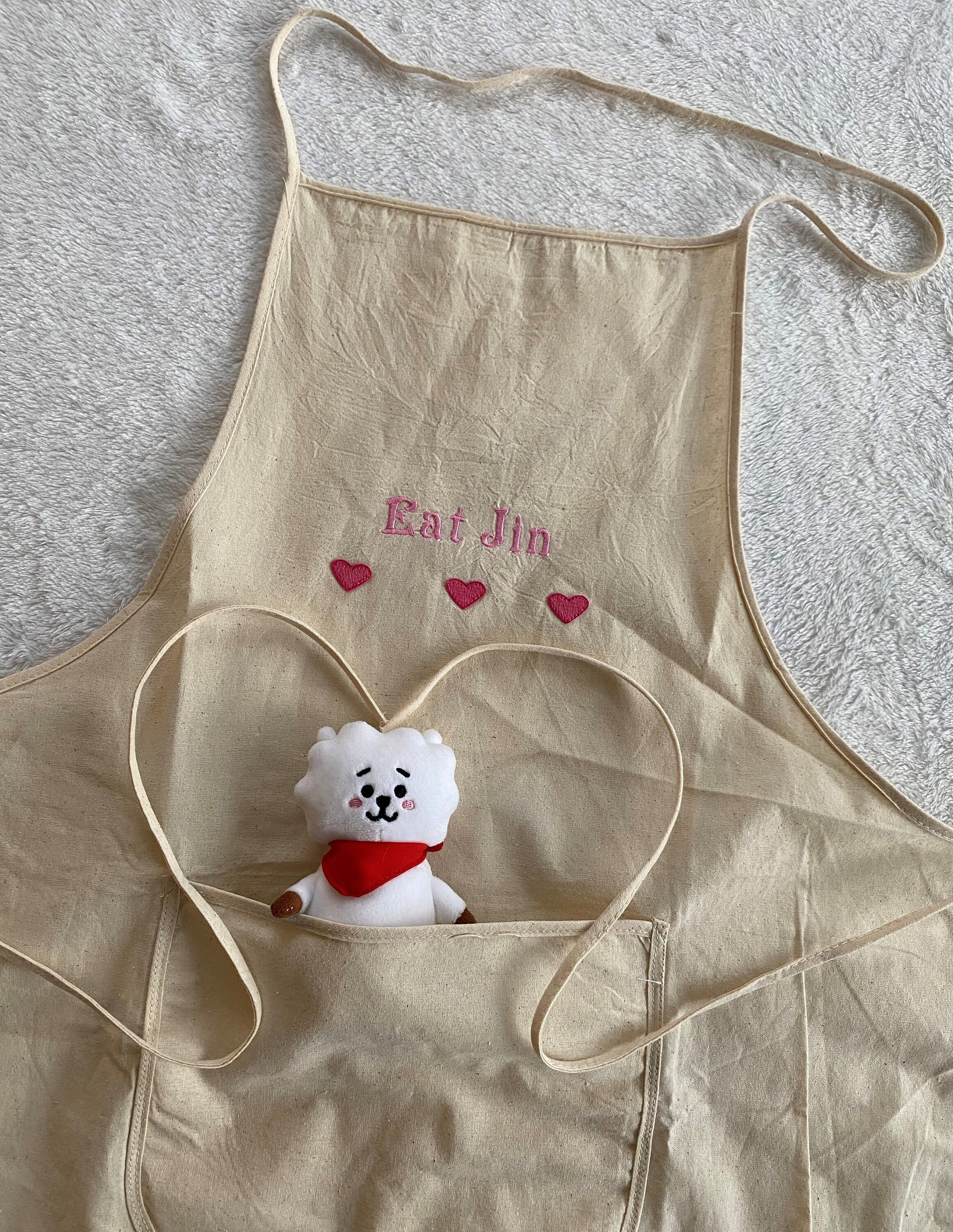 BTS apron cotton apron Eat Jin Bts embroidery handmade | Etsy