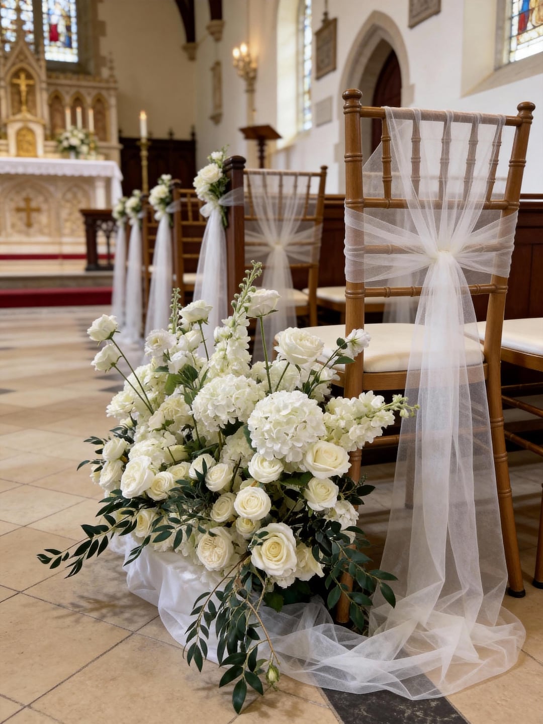 Hydrangea White Wedding Aisle Flower Arrangement,altar Decor - Etsy