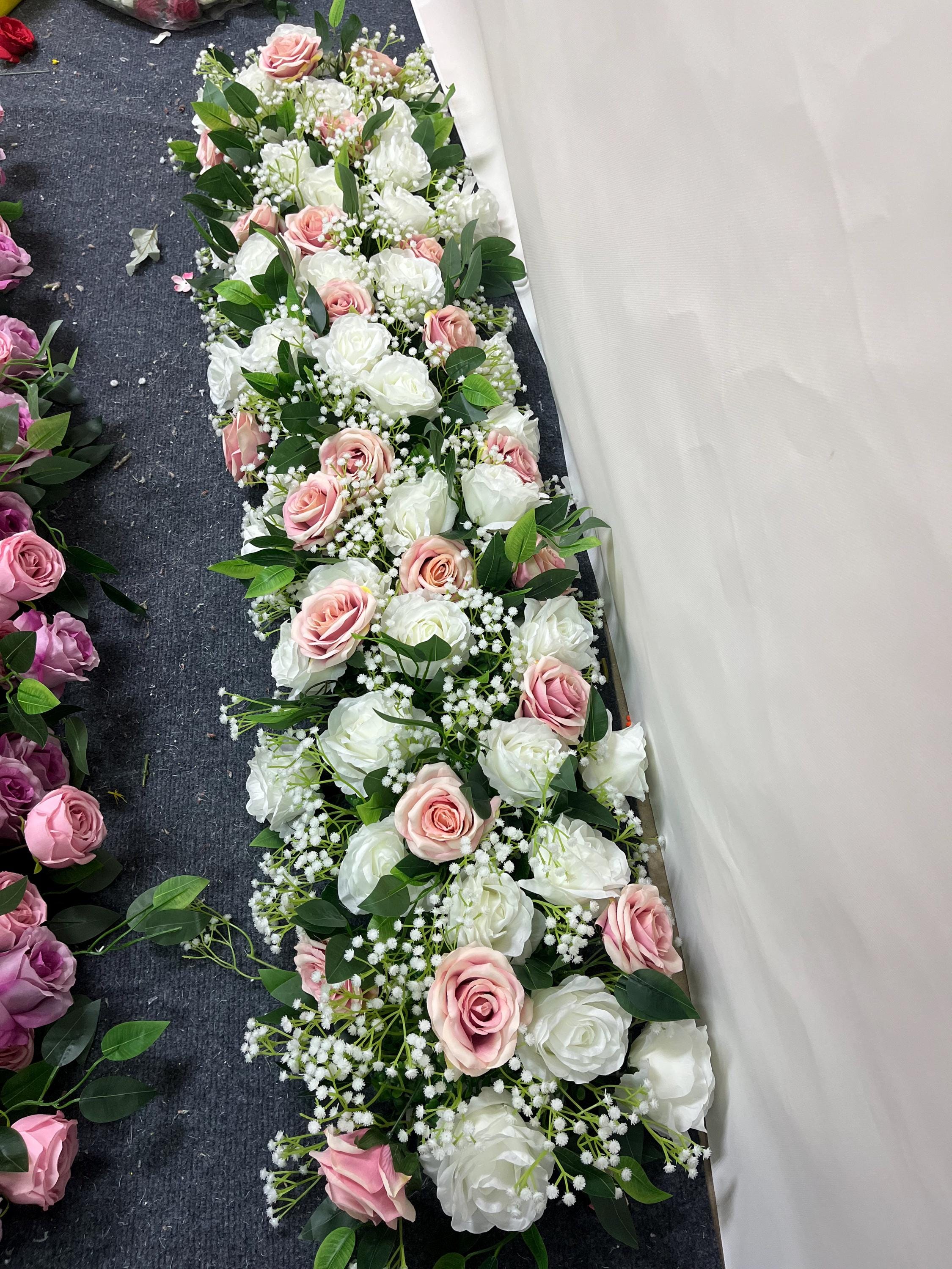 White Rose Flower Runner Babysbreath Garland,wedding Flower Babysbreath ...