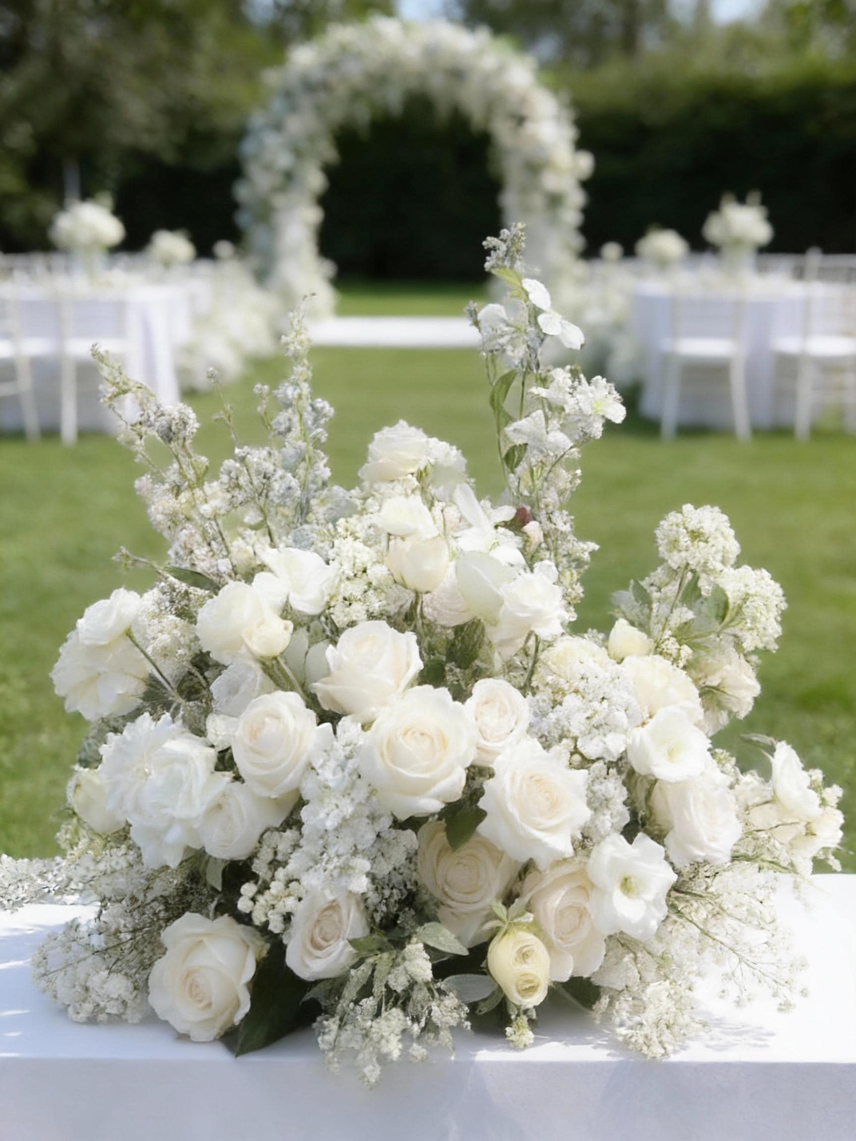 White Floral Floor Arrangement,table Floral Runner,wedding Flower Arch ...