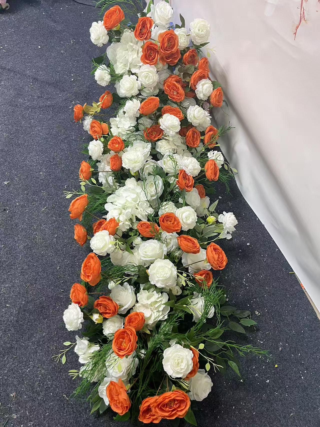 White Rose Flower Runner Babysbreath Garland,wedding Flower Babysbreath ...
