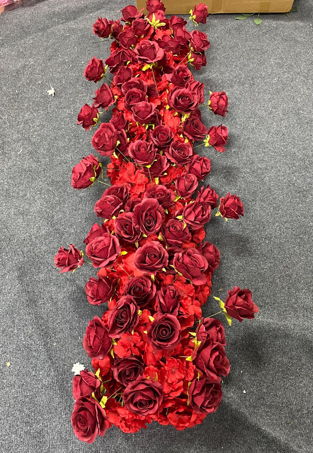 Red Rose Floral Garland,table Flower Runner,wedding Flower Row,wedding ...