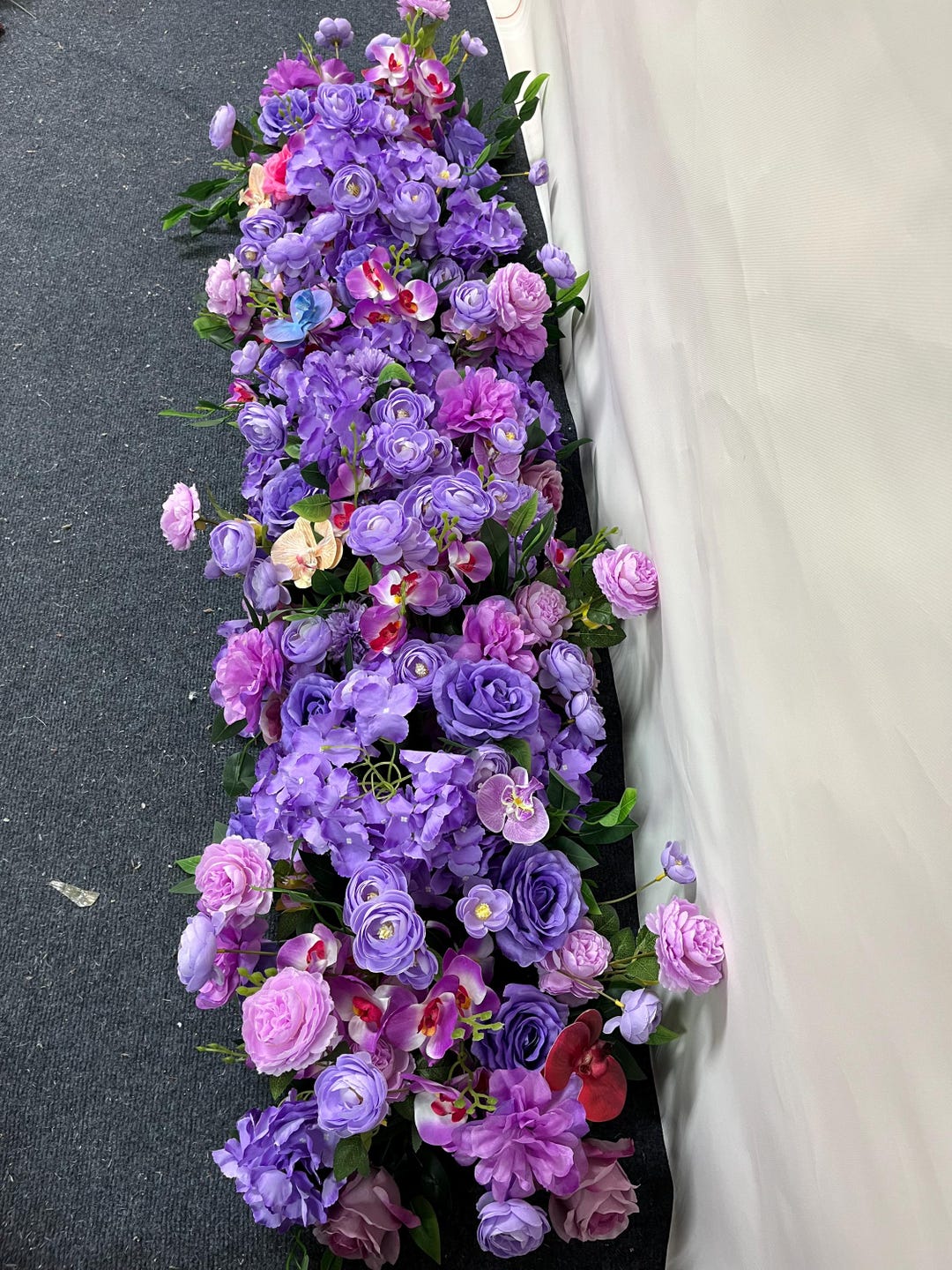 Purple Flower Row Wedding Aisle Flower Runner,wedding Ground Arch ...