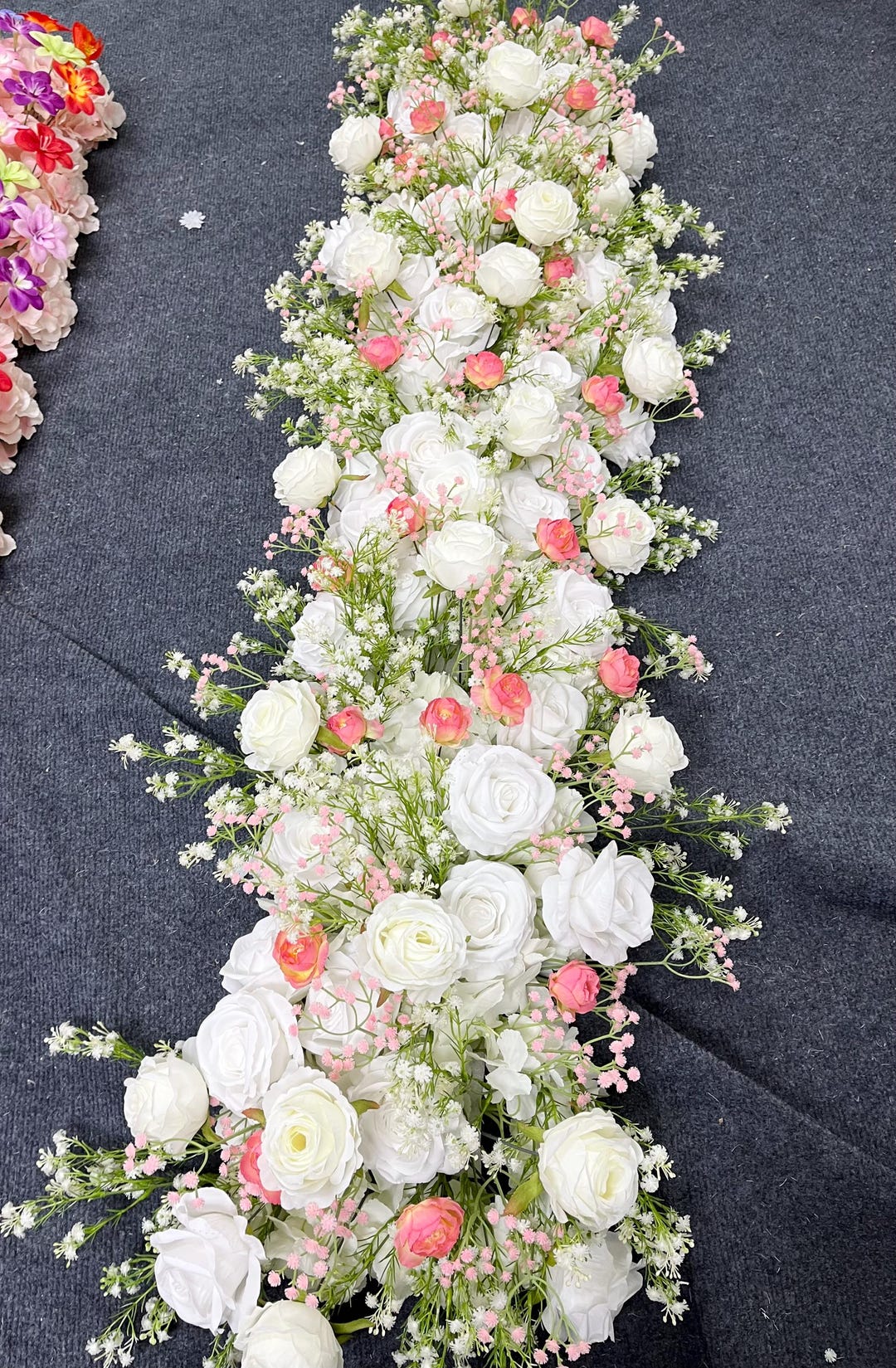 Baby's Breath White Rose Floral Garland,white Flower Runner,table ...