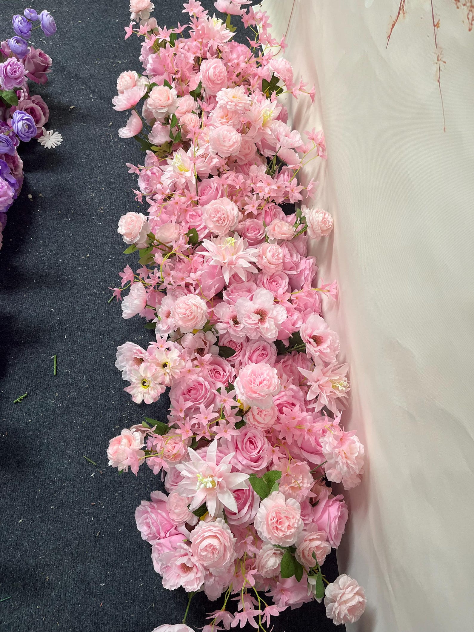Light Pink Flower Runner,table Flower Garland,wedding Flower Row,bridal ...