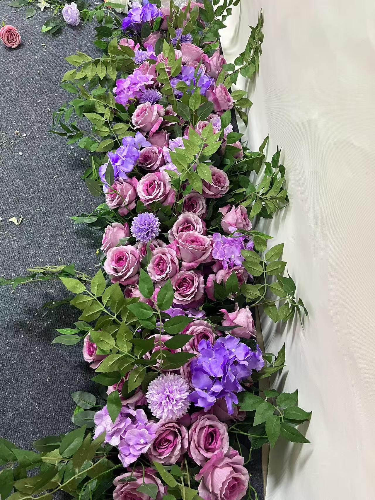 White Rose Flower Runner Babysbreath Garland,wedding Flower Babysbreath ...