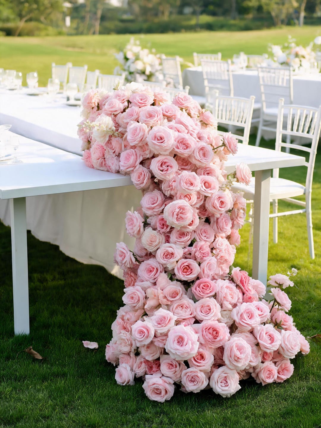 Pink Rose Flower Runner,table Flower Garland,wedding Aisle Florals ...