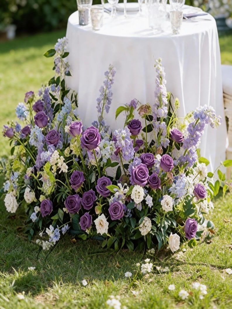 Purple Artificial Floral Table Runner,floor Flower Arrangement,wedding ...