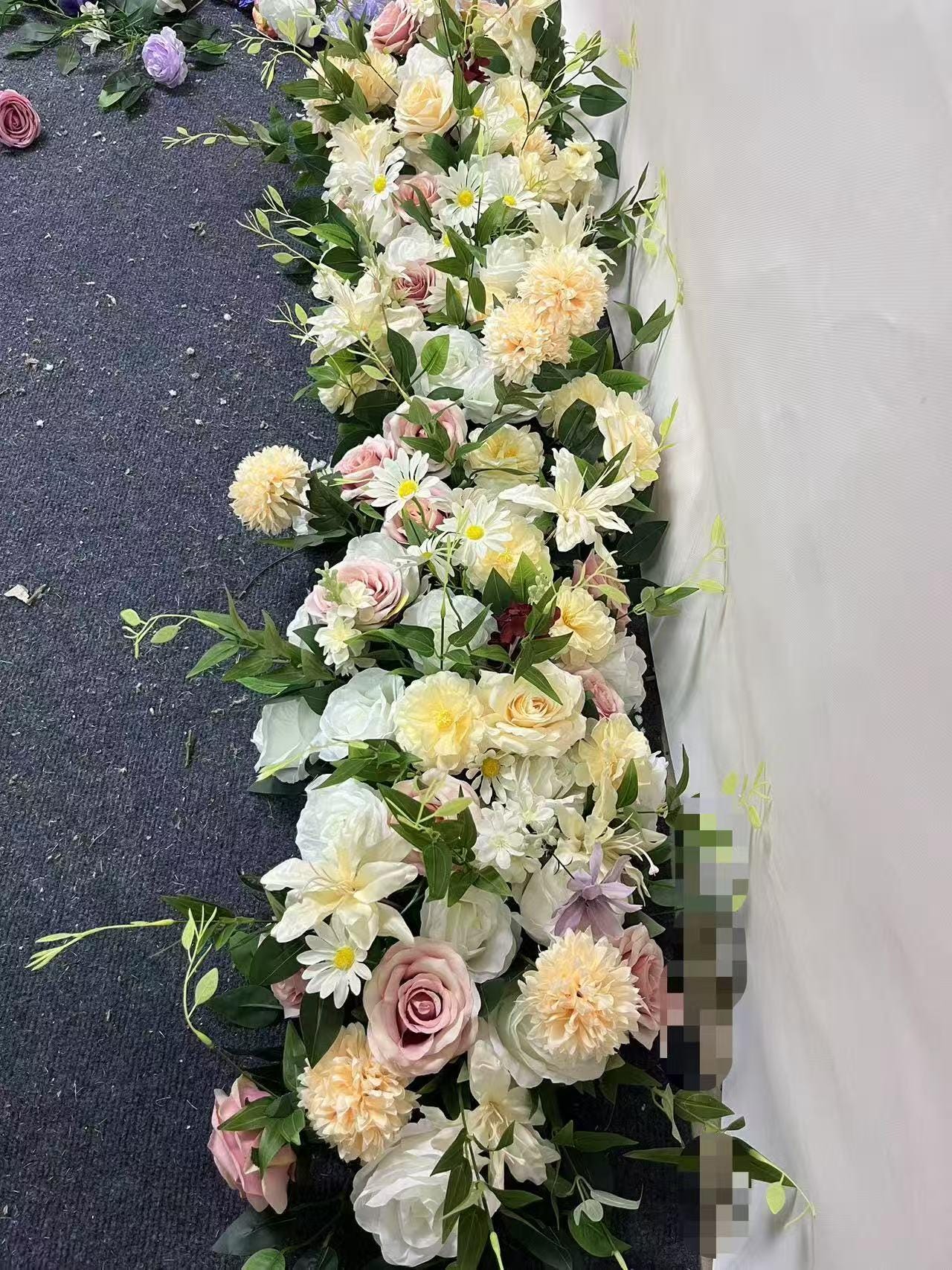 White Rose Flower Runner Babysbreath Garland,wedding Flower Babysbreath ...